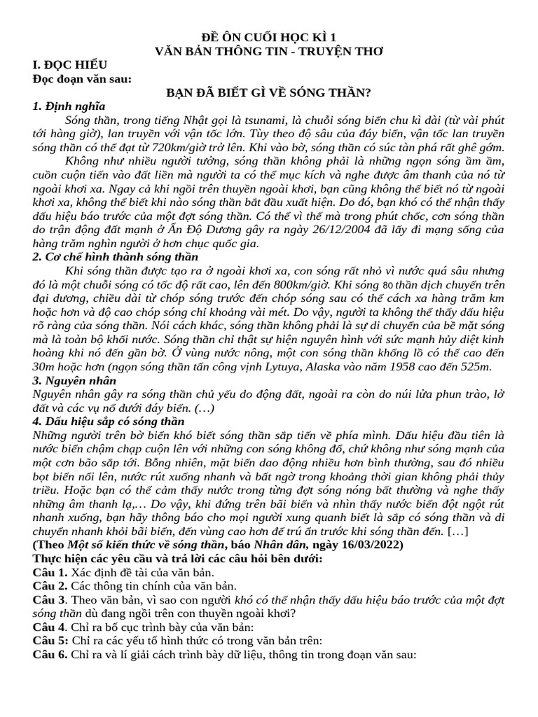 ĐỀ ÔN CUỐI HỌC KÌ 1 VBTT+TT KDA | PDF