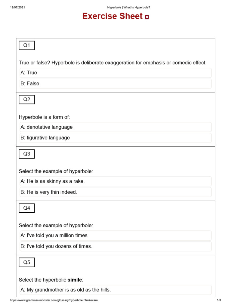Hyperbole - What Is Hyperbole | PDF