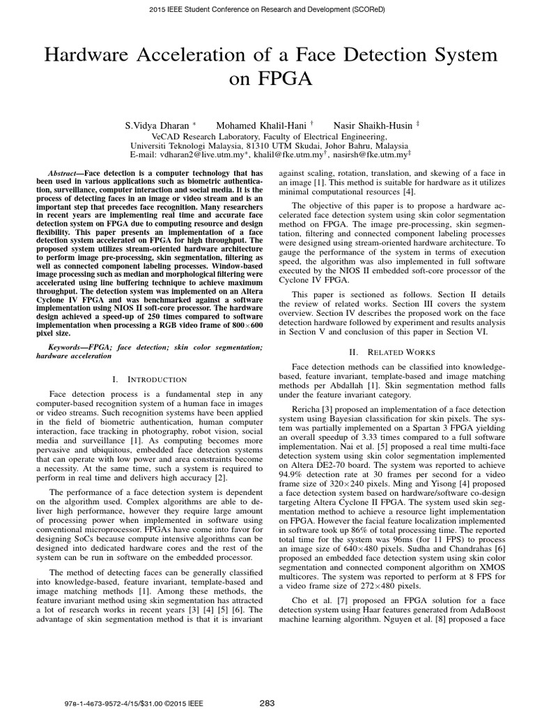 Hardware Acceleration of A Face Detection System On FPGA | PDF | Field Programmable Gate Array ...