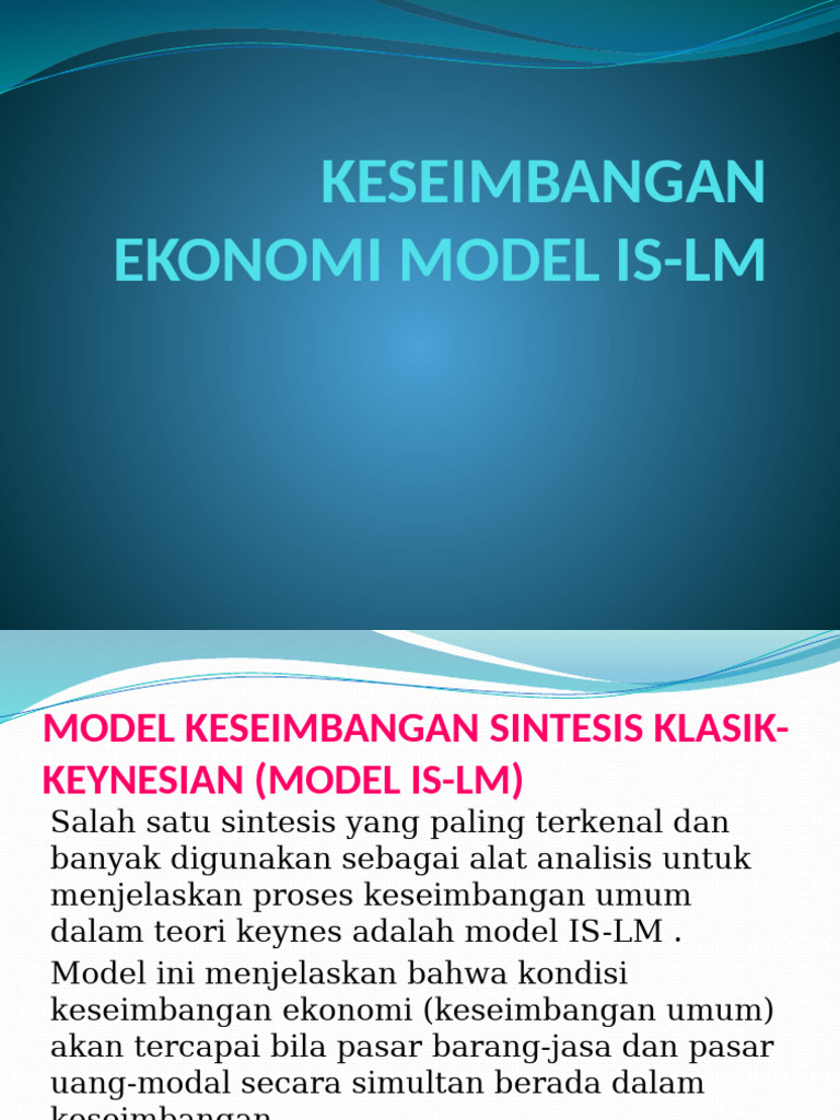 Keseimbangan Ekonomi Model IS-LM | PDF