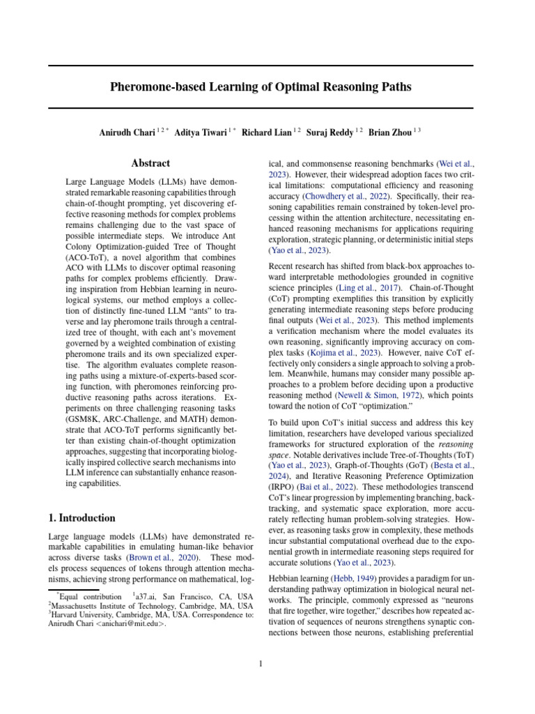 Pheromone-Based Learning of Optimal Reasoning Paths | PDF | Mathematical Optimization | Applied ...