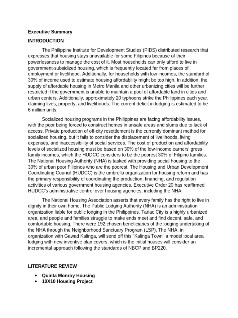 Executive Summary | PDF | Affordable Housing | Room