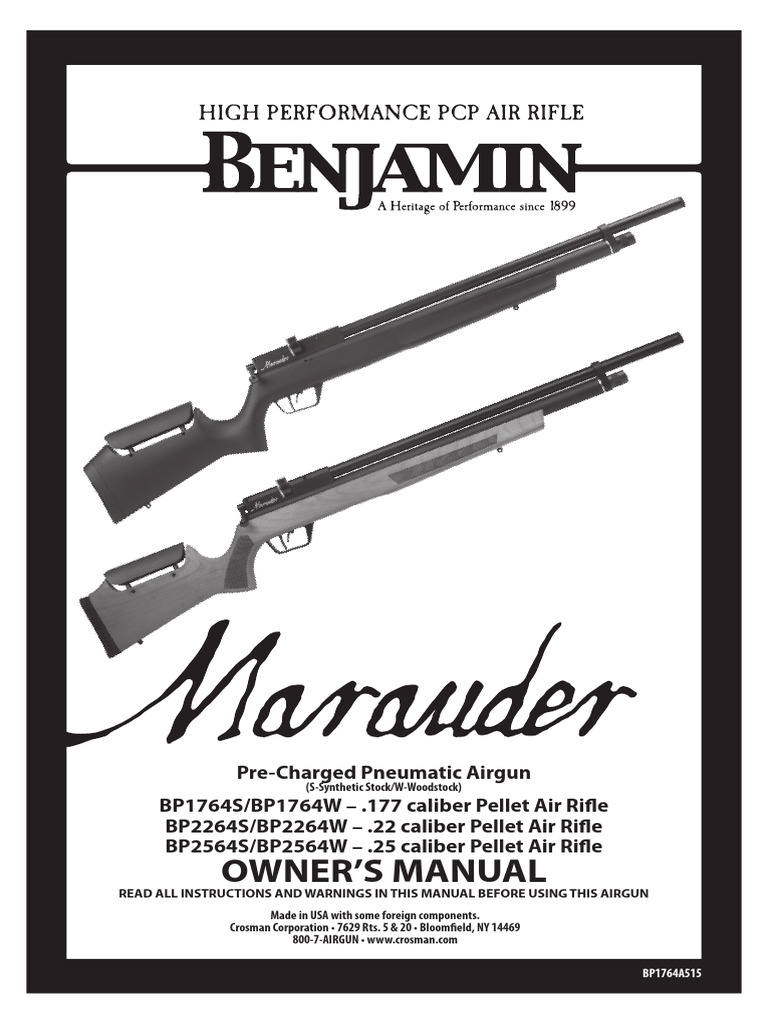 Benjamin Marauder BP2264S Manual | PDF | Trigger (Firearms) | Gun Barrel