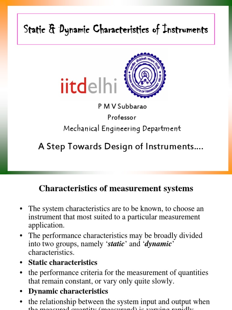 Static and Dynamic Instrument Characteristics | PDF | Hysteresis ...