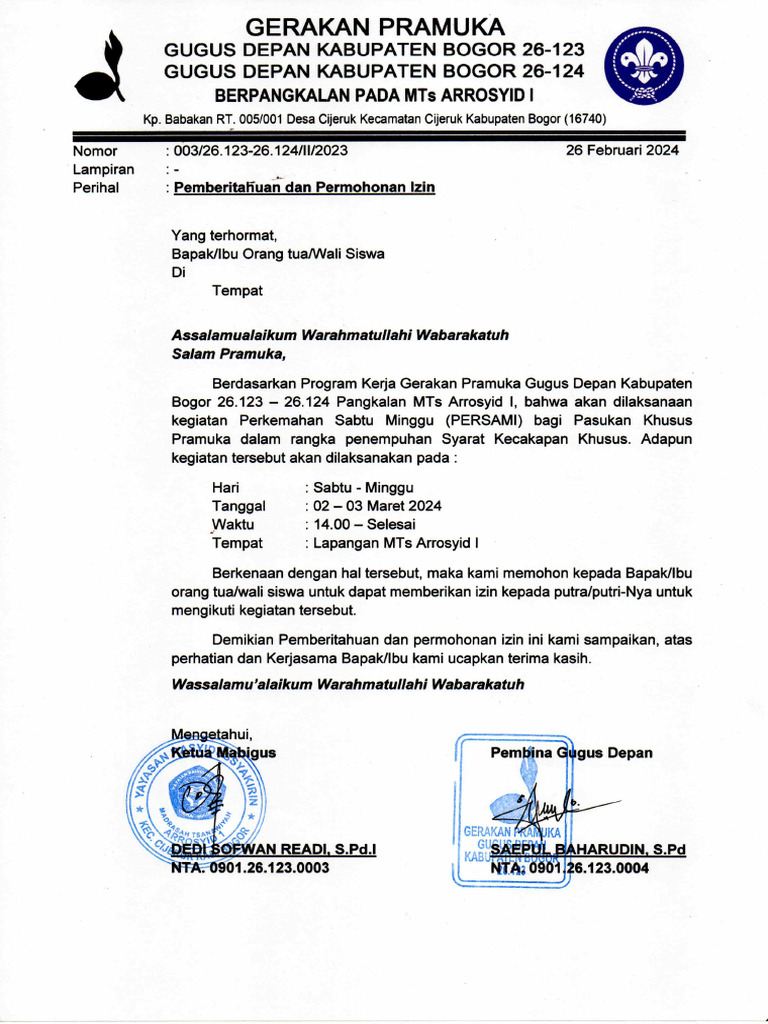 Surat Izin PERSAMI Passus | PDF