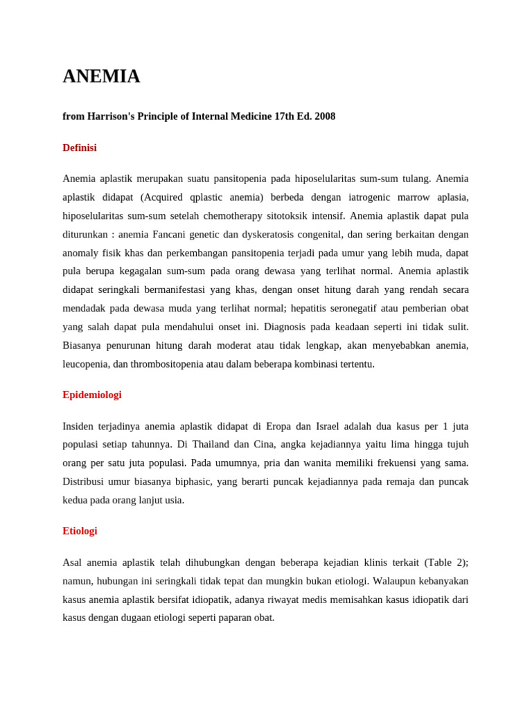 ANEMIA APLASTIK | PDF