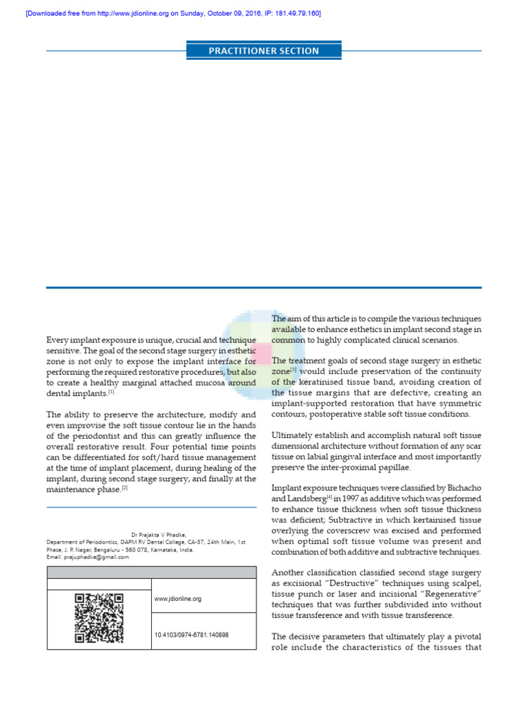 Optimising Esthetics in Second Stage Dental Implant Surgery - Suchetha ...