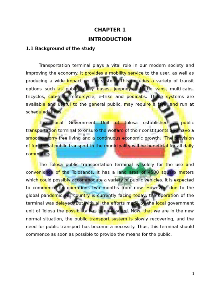 FEASIBILITY STUDY Terminal | PDF | Transport | Public Transport