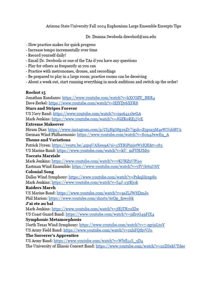 Euphonium Audition Excerpts 24 25 | PDF | Classical Music Groups ...