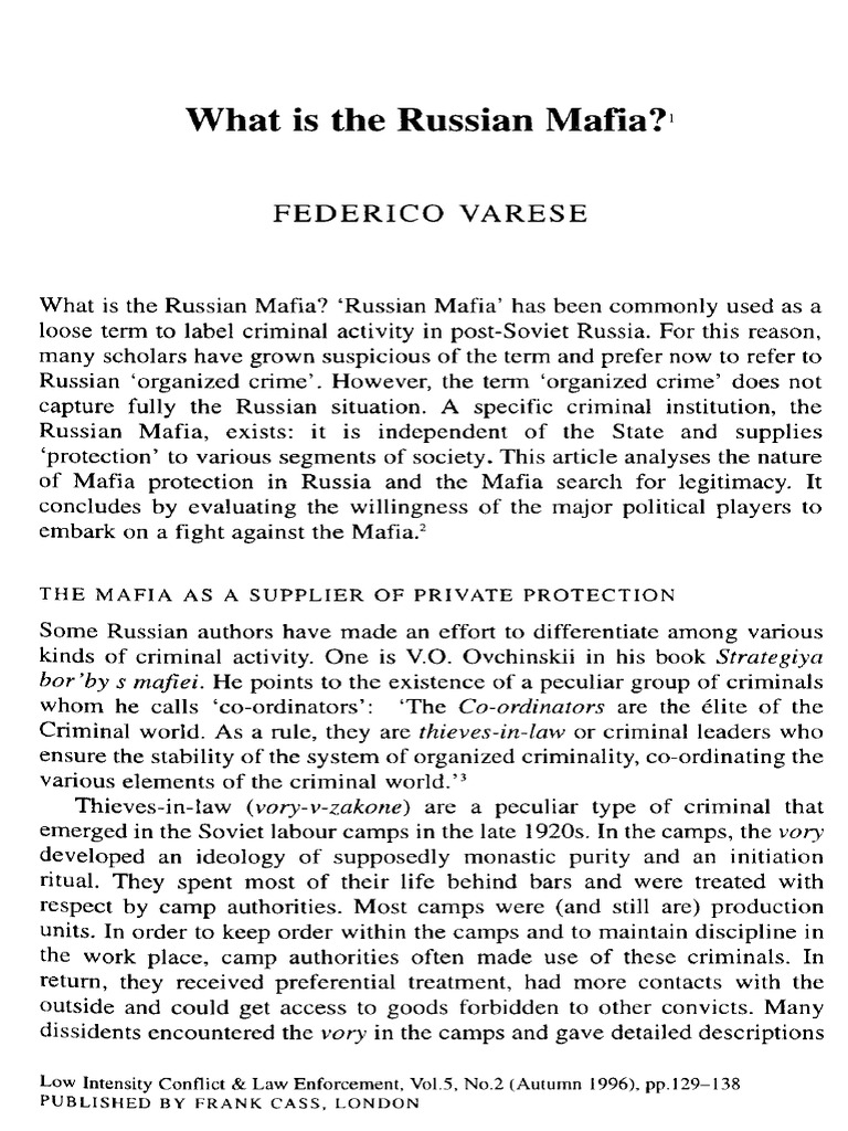 1996 What Is The Russian Mafia | PDF
