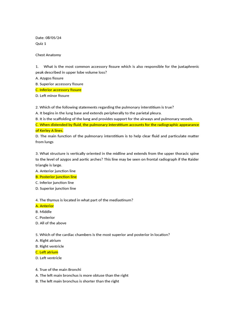 Radio-quiz-1 | PDF | Lung | Heart