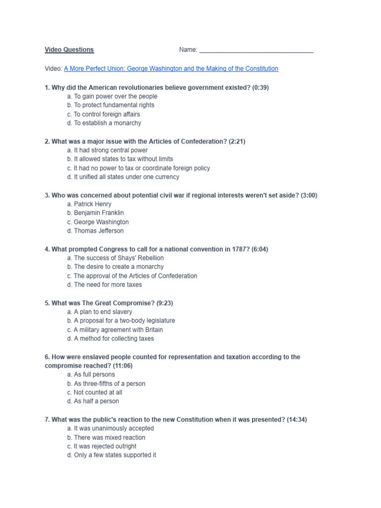 Review Video & - 'S - A More Perfect Union | PDF | Legal Documents ...