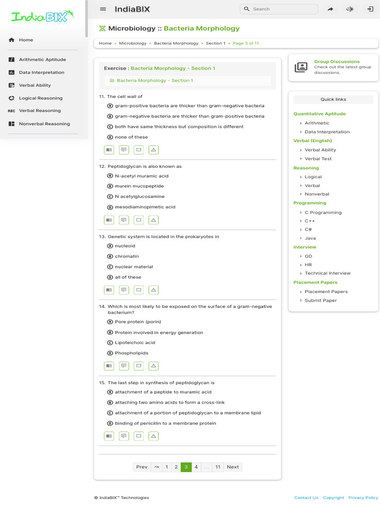 Bacteria Morphology Section 1 - Microbiology Questions and Answers Page ...