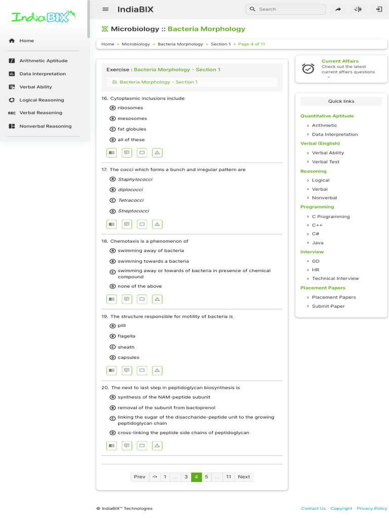 Bacteria Morphology Section 1 - Microbiology Questions and Answers Page ...