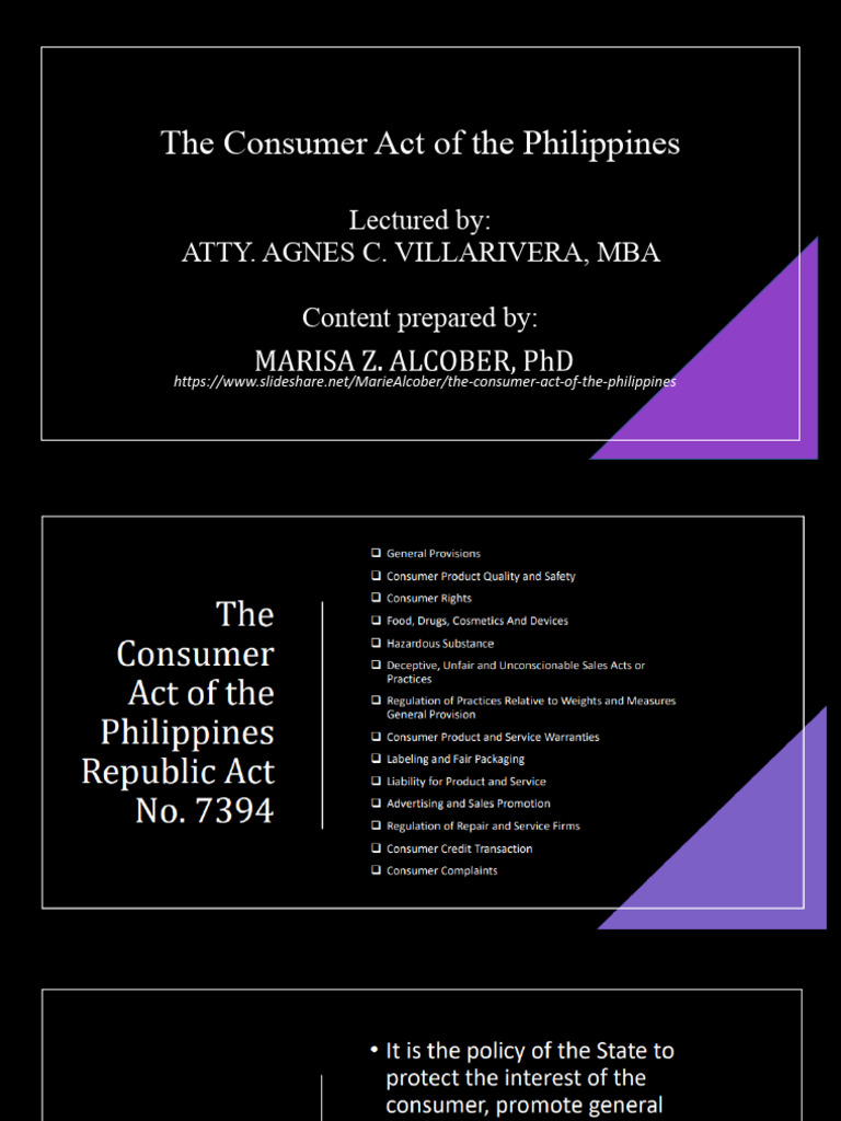 Overview of the Consumer Act in the Philippines | PDF | Civil Law ...