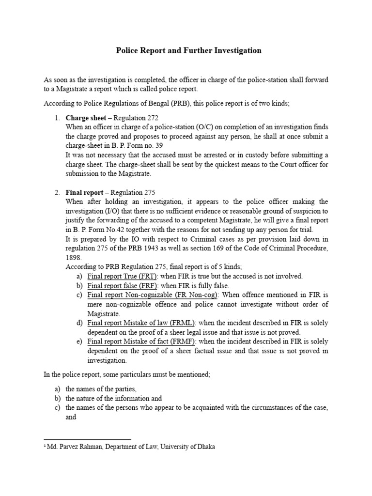 Police Report Types and Further Investigation | PDF | Arrest | Trials