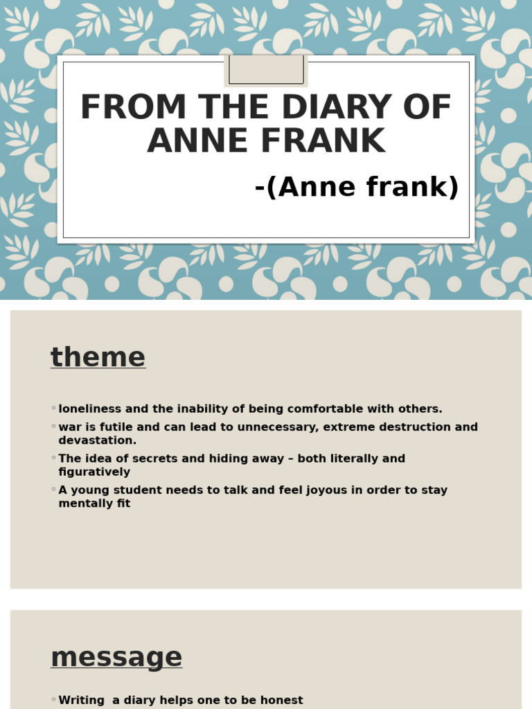 Om The Diary of Anne Frank | PDF | Anne Frank