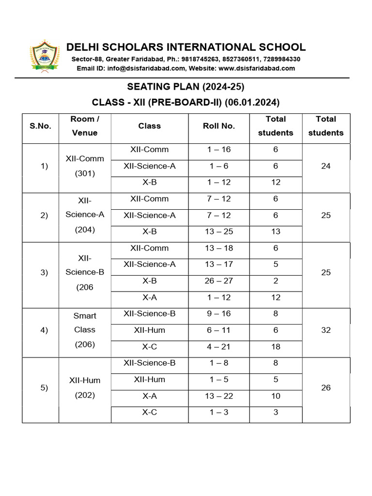 Seating Plan-X-Xii-06.01.2024 | PDF