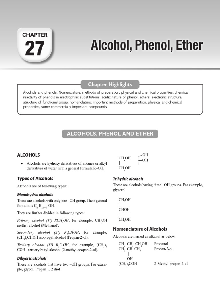 Alcohol, Phenol, Ether | PDF | Ether | Ethanol