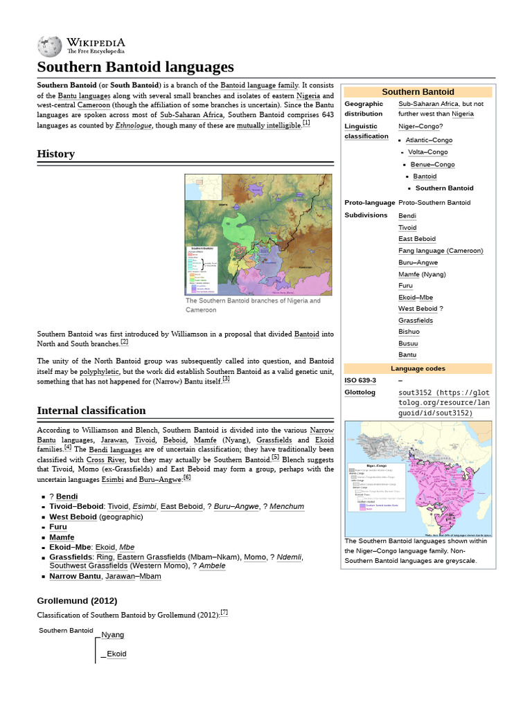 Overview of Southern Bantoid Languages | PDF | Languages Of Africa