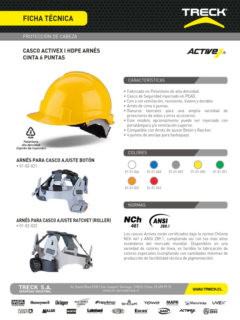 FT Casco Activex I Hdpe Arnes Cinta 6 Puntas Ajuste Boton | PDF