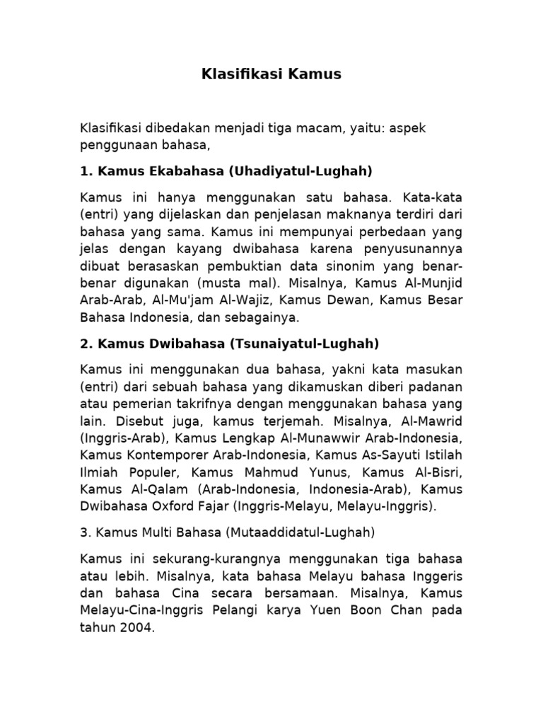 Klasifikasi Kamus | PDF