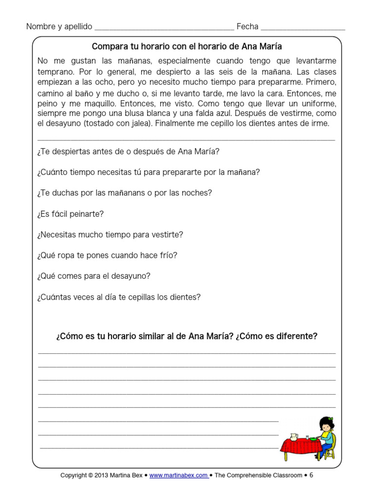 mini reading ana maria daily routine | PDF