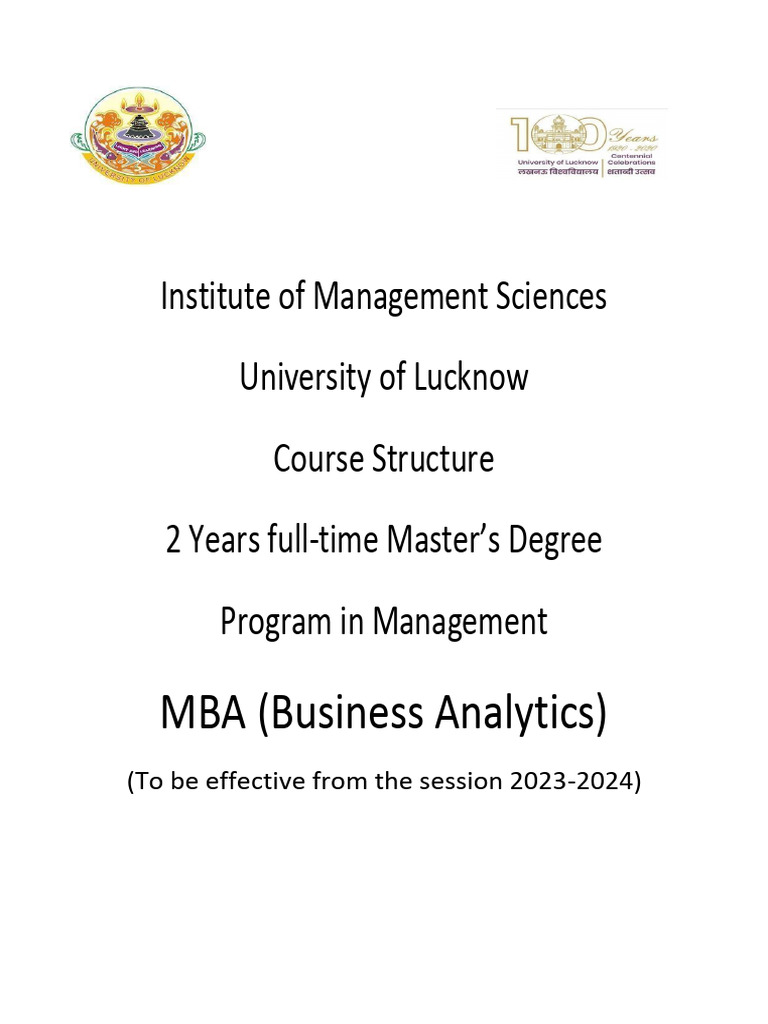 MBA_Business_ Analytics_Syllabus_2024 | PDF | Data Science | Economics