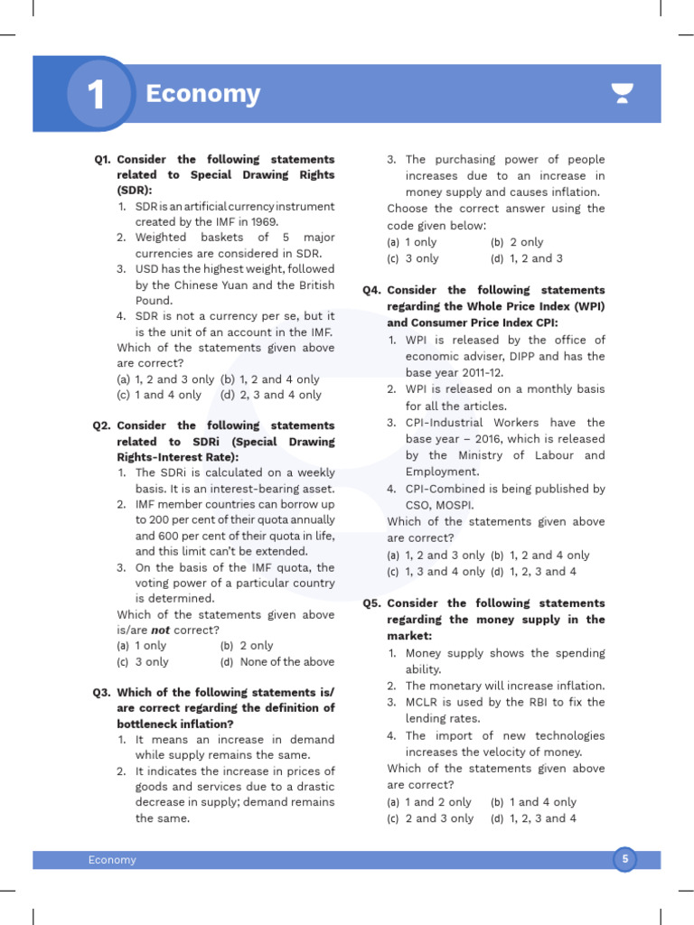 Question Bank Economy | PDF | Deficit Spending | Government Budget Balance