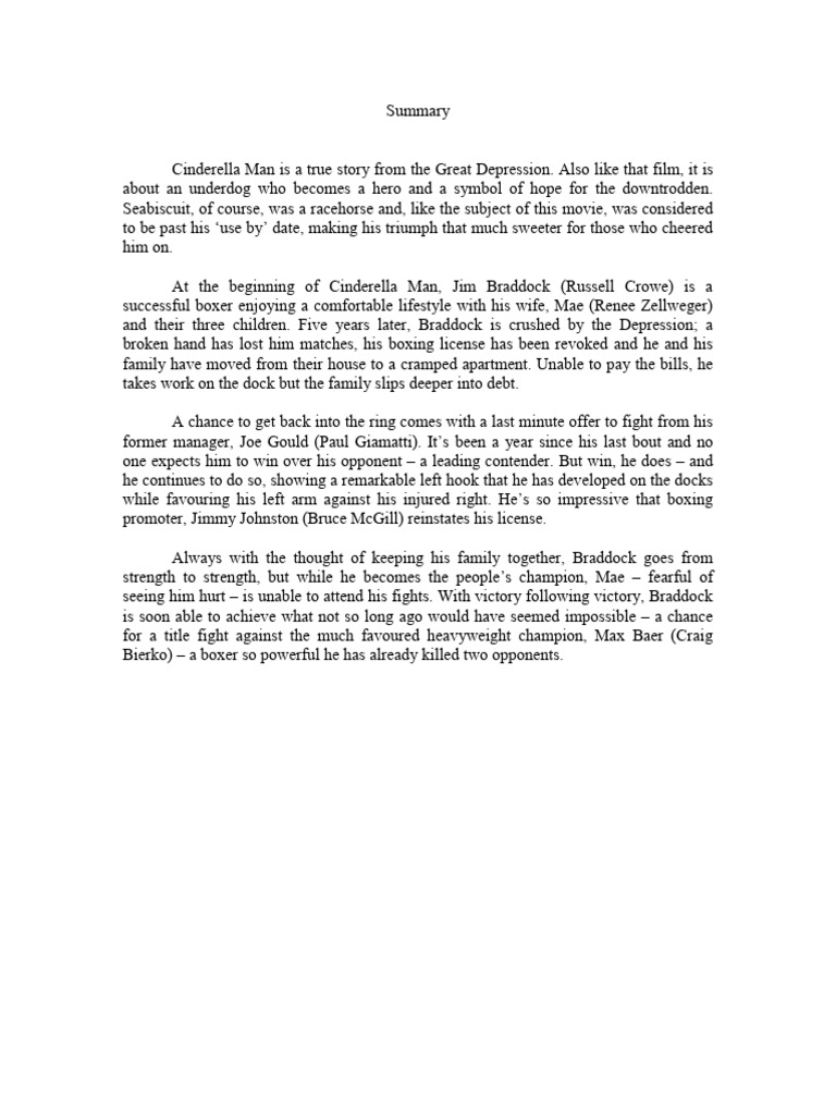 Summary Cinderella Man | PDF