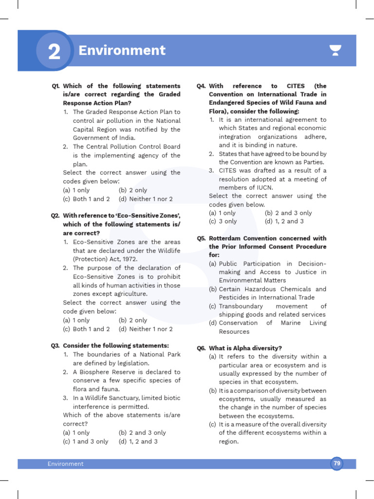 Question Bank Environment | PDF | Ecosystem | Conservation Biology