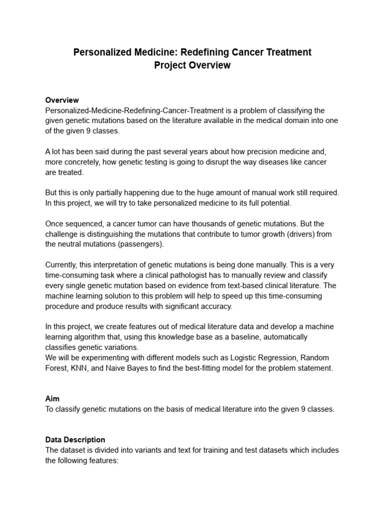 Personalised Medicine Solution Methodology | PDF | Personalized ...