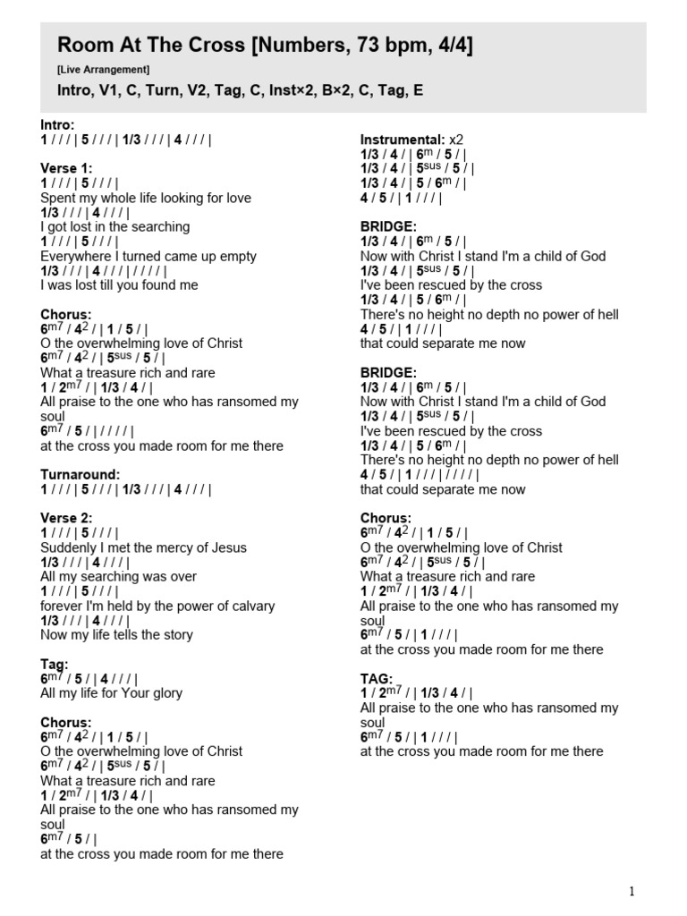 Room at The Cross - Number - Chart | PDF | Religious Belief And ...
