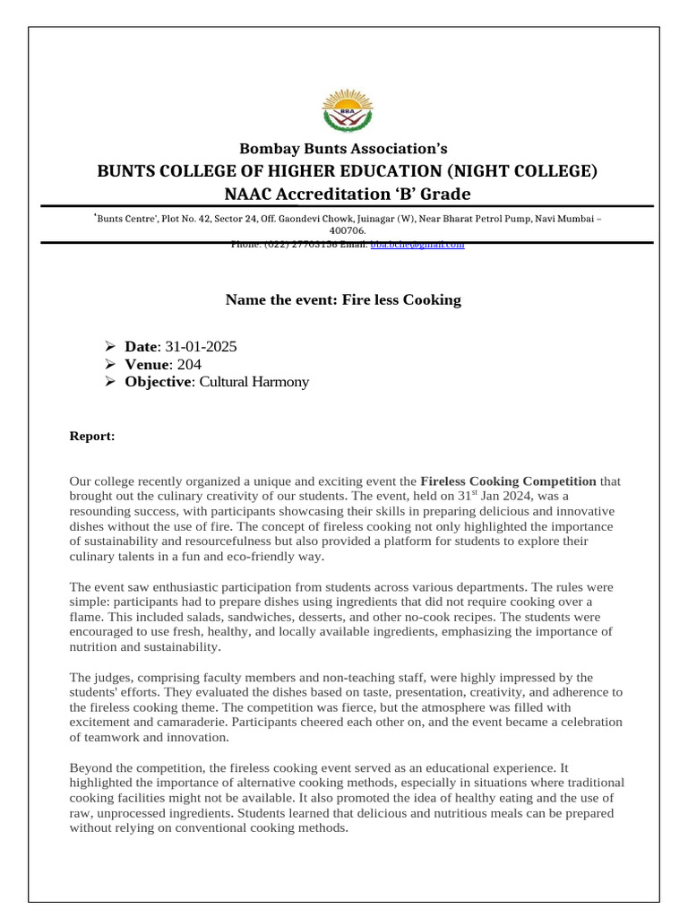 Fire less cooking report | PDF | Cooking | Cuisine