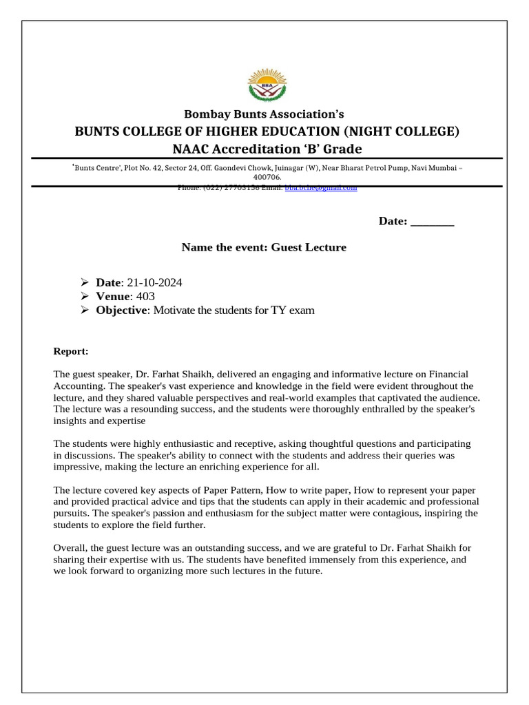 Guest Lecture Report | PDF