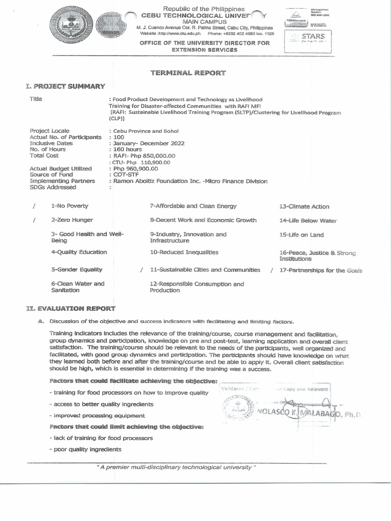 Sample Terminal Report | PDF