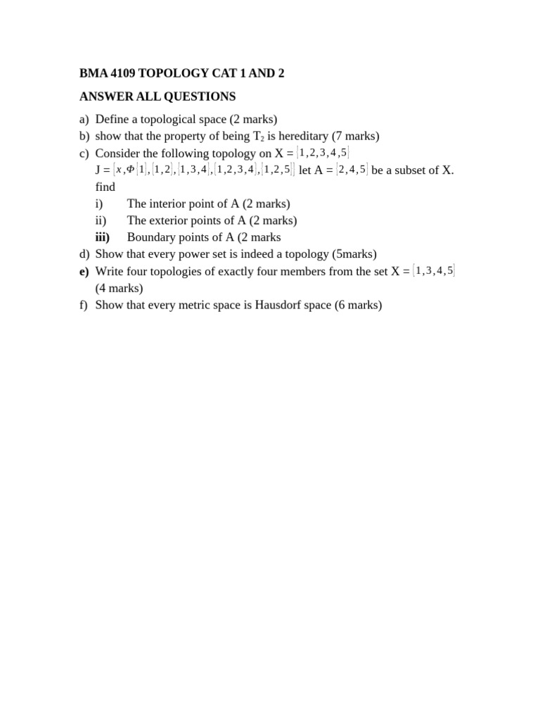 Bma 4109 Topology Cat | PDF