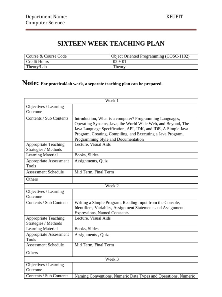 COSC-1102-Object Oriented Programming - Theory | PDF | Method (Computer ...