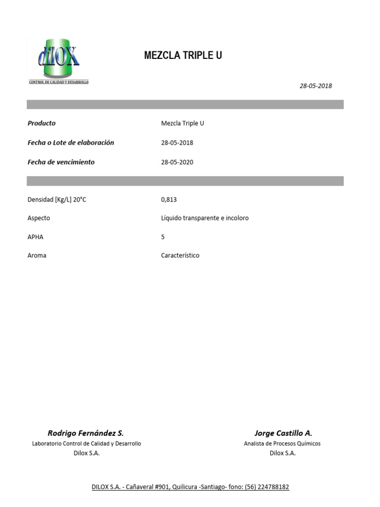 Mezcla Triple U_Certificado | PDF