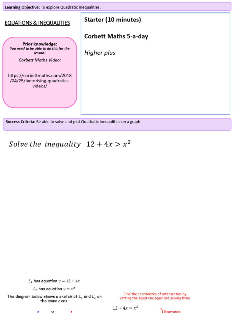 Solve and Graph Quadratic Inequalities | PDF | Quadratic Equation ...