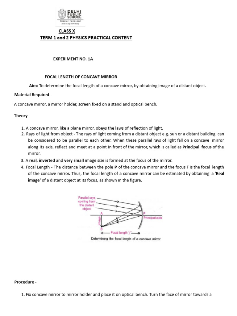 CLASS X ALL PHYSICS PRACTICALS As Per Revised Syllabus | PDF | Mirror | Series And Parallel Circuits