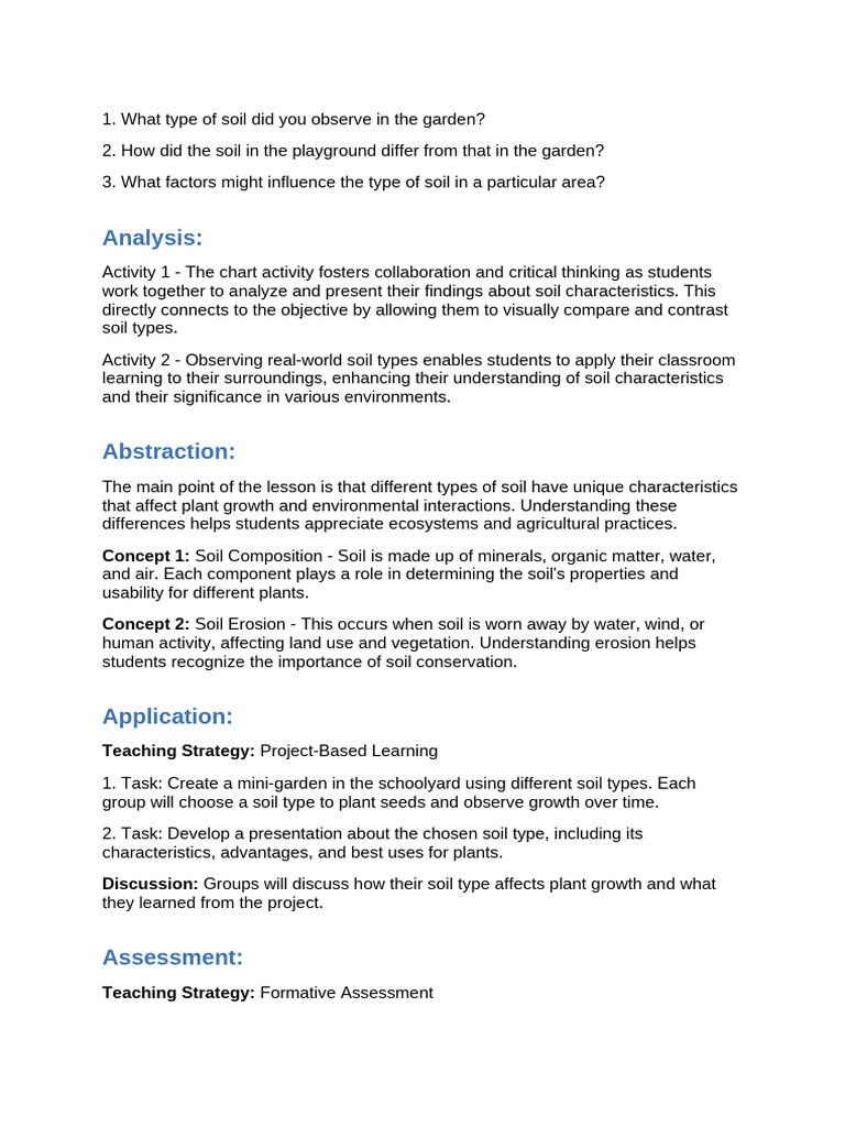 lesson_plan (8) | PDF | Soil | Learning