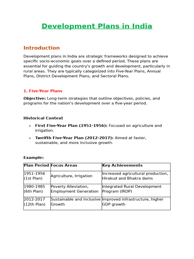 Development Plans in India | PDF | Economies