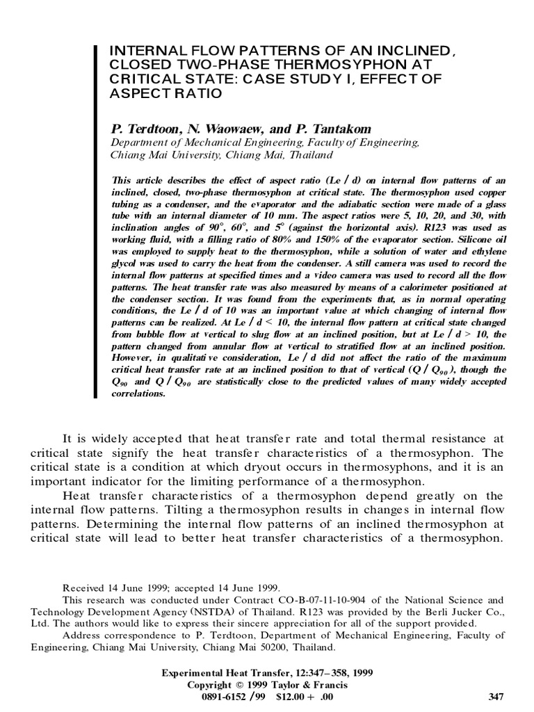 1999 Internal Flow Patterns of An Inclined Closed Two Phase ...