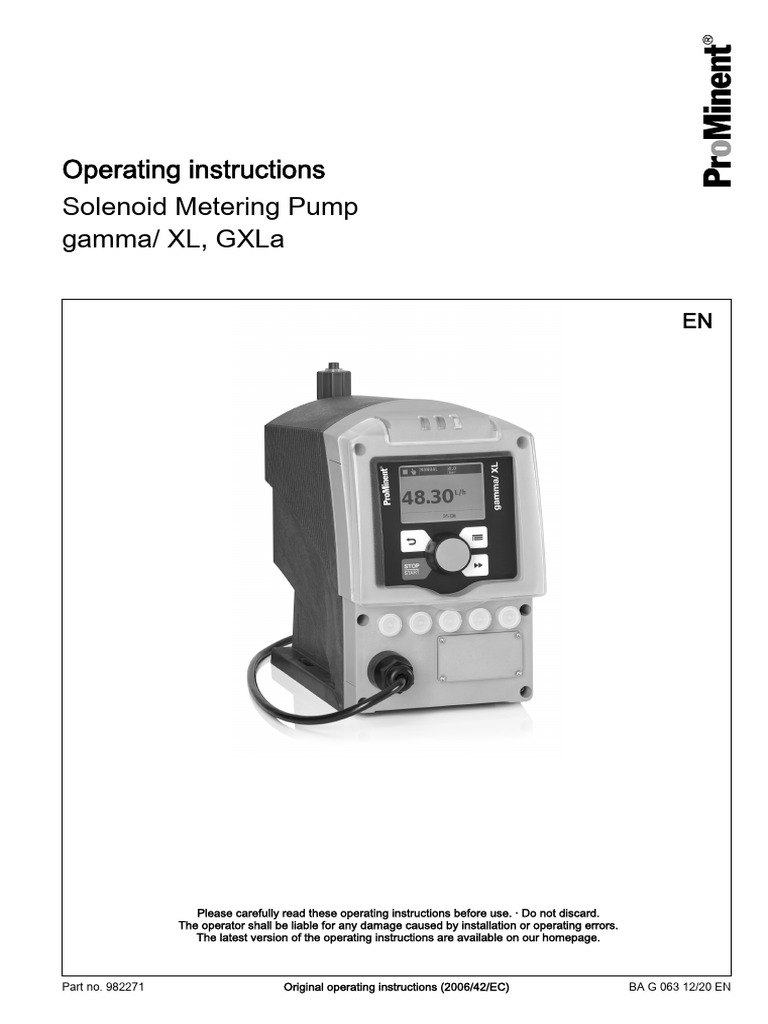Prominent Gamma/XL Pump Manual | PDF | Pump | Valve