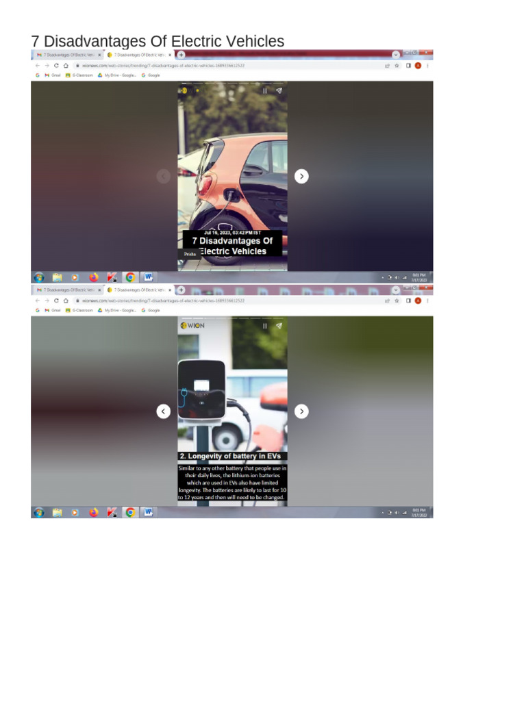 Electric Vehicle Drawbacks | PDF