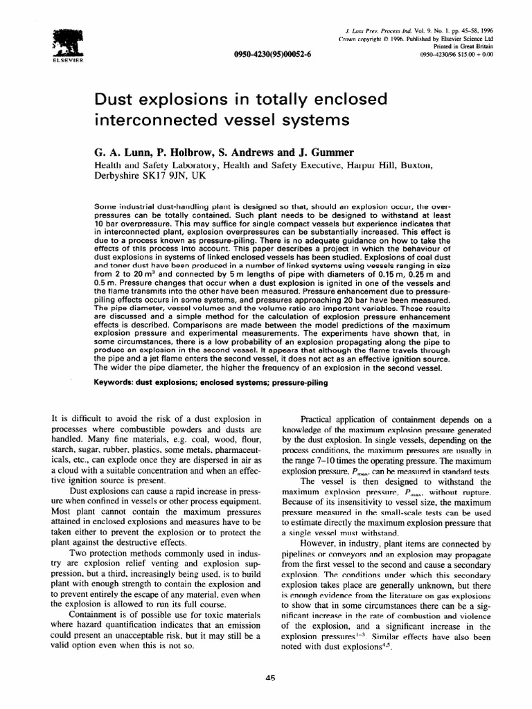 Dust Explosion Pressure in Linked Vessels | PDF | Explosion | Combustion