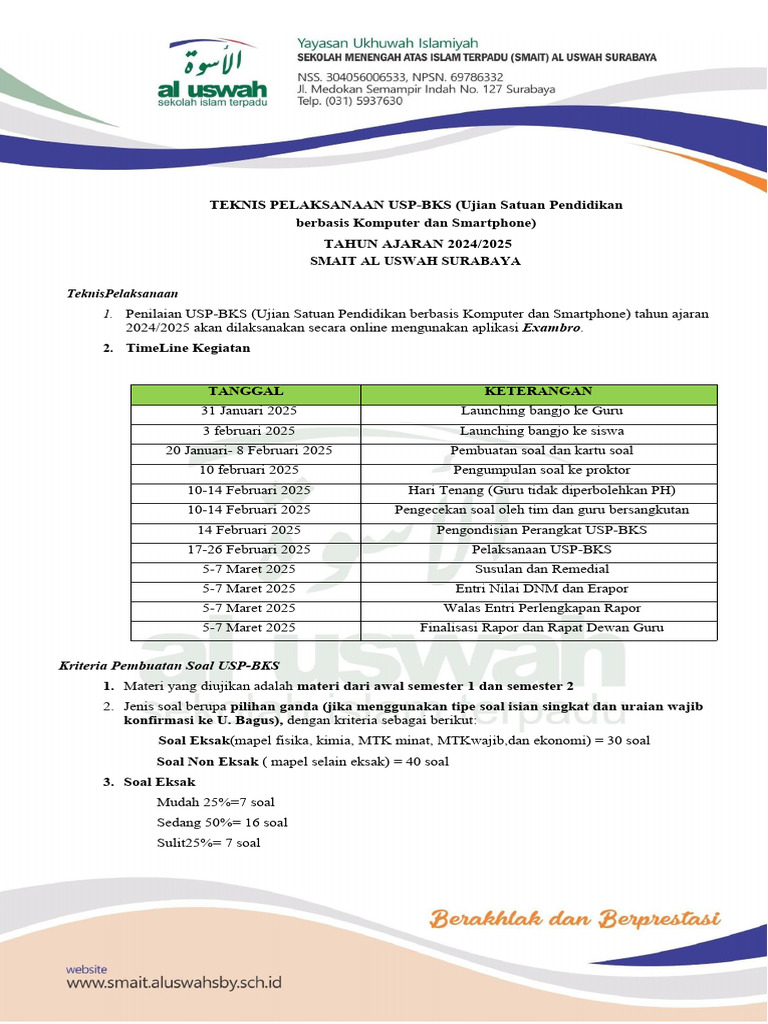 Standarisasi Pengetikan Soal USP-BKS 2024-2025 | PDF