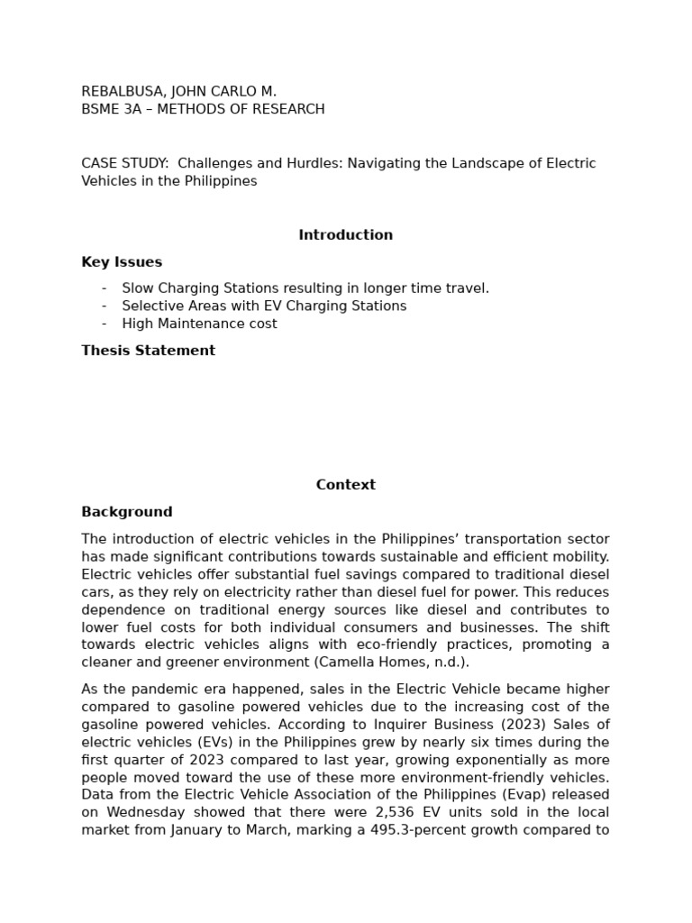 CASE STUDY Electric Vehicles | PDF | Electric Vehicle | Hybrid Vehicle