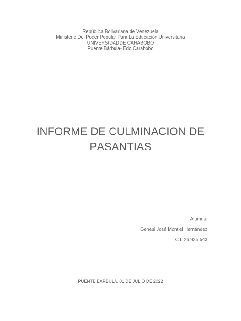 Informe de Culminacion | PDF